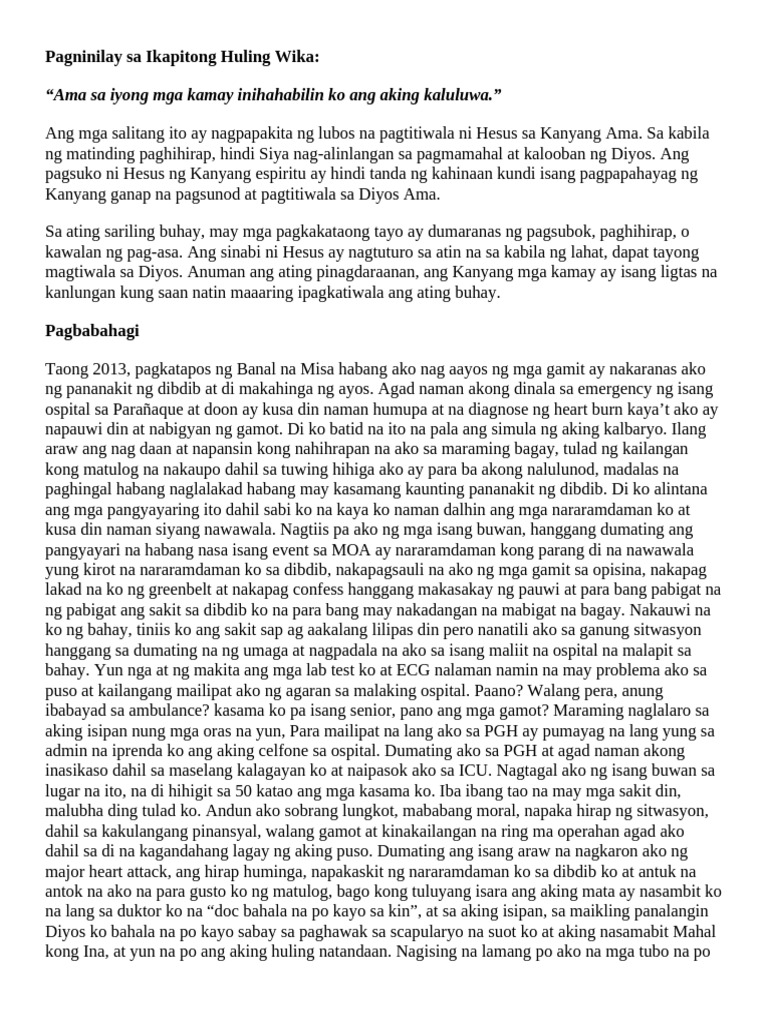 Pagninilay Sa Ikapitong Huling Wika | PDF