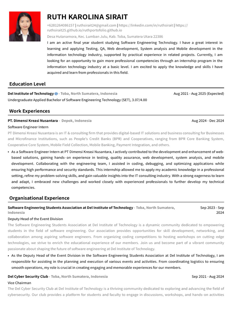 Ruth Karolina Sirait-Resume | PDF | Computer Security | Security
