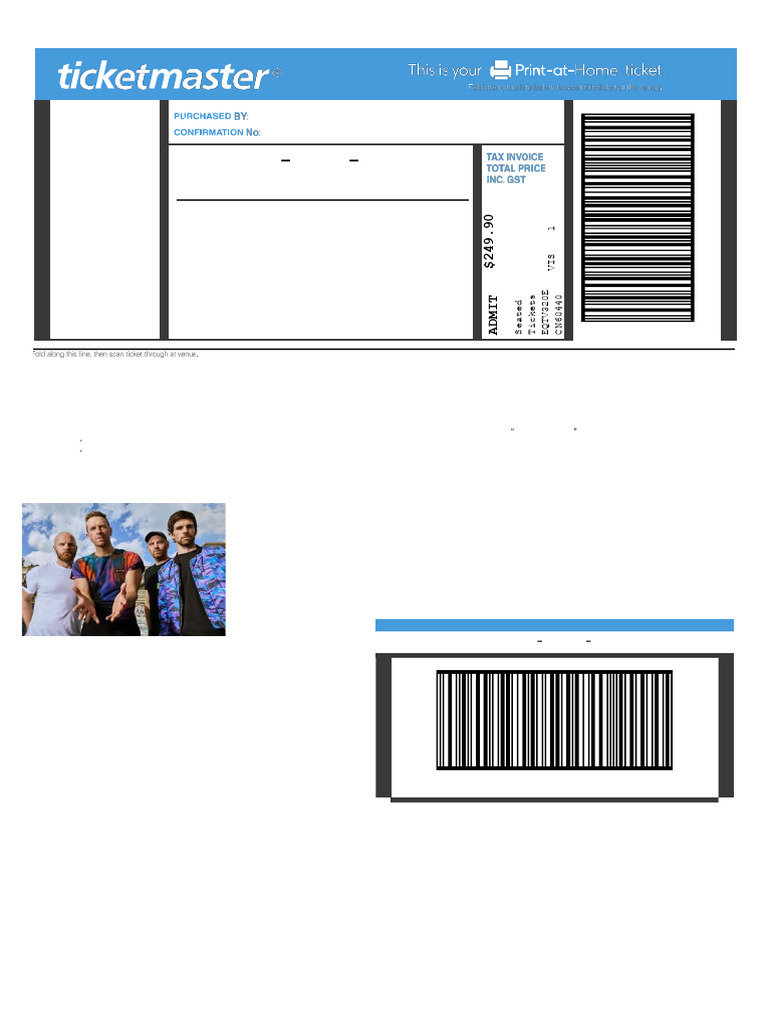 Coldplay Concert Ticket - Marvel Stadium | PDF