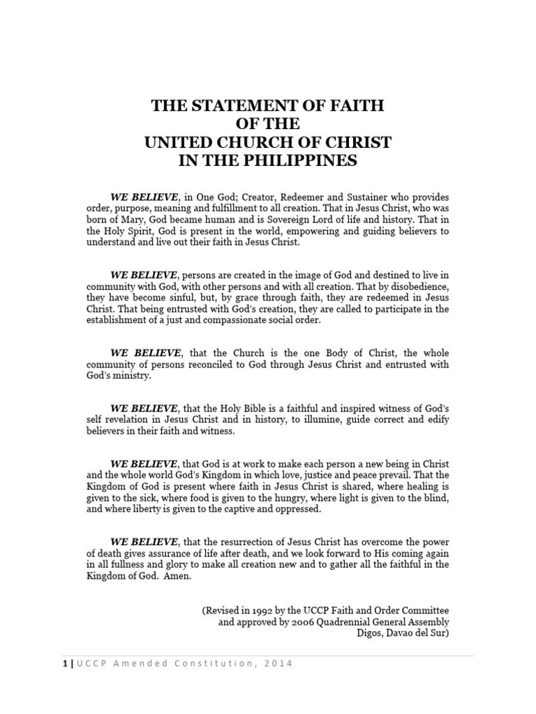 UCCP Amended Constitution 2014 | PDF | Catholic Church | Churches Of Christ