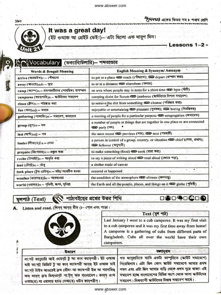 Class 5 English Unit 21 Overview | PDF