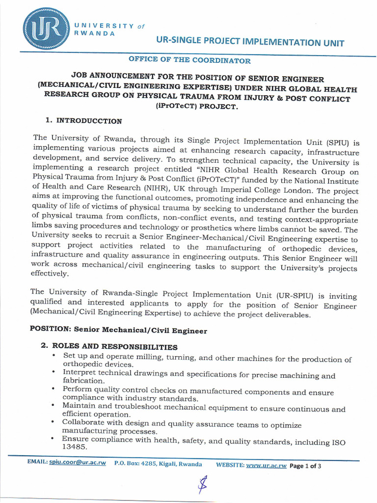 Announcement For Senior Engineer | PDF