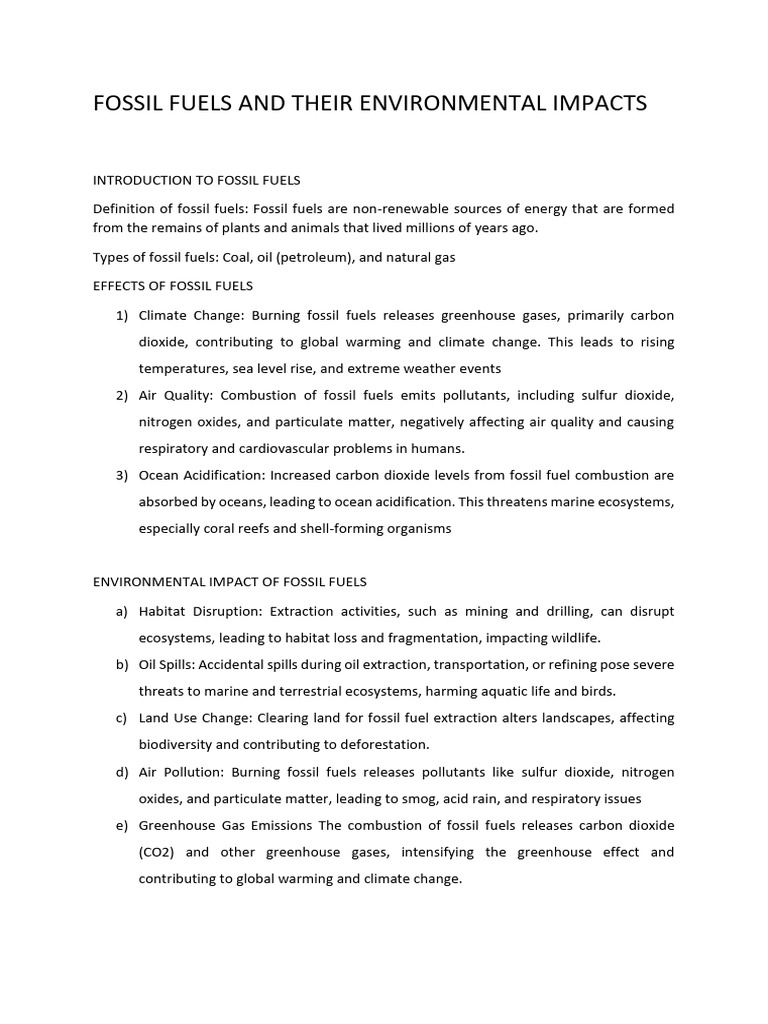 Environmental Impacts of Fossil Fuels | PDF | Fossil Fuels | Energy ...