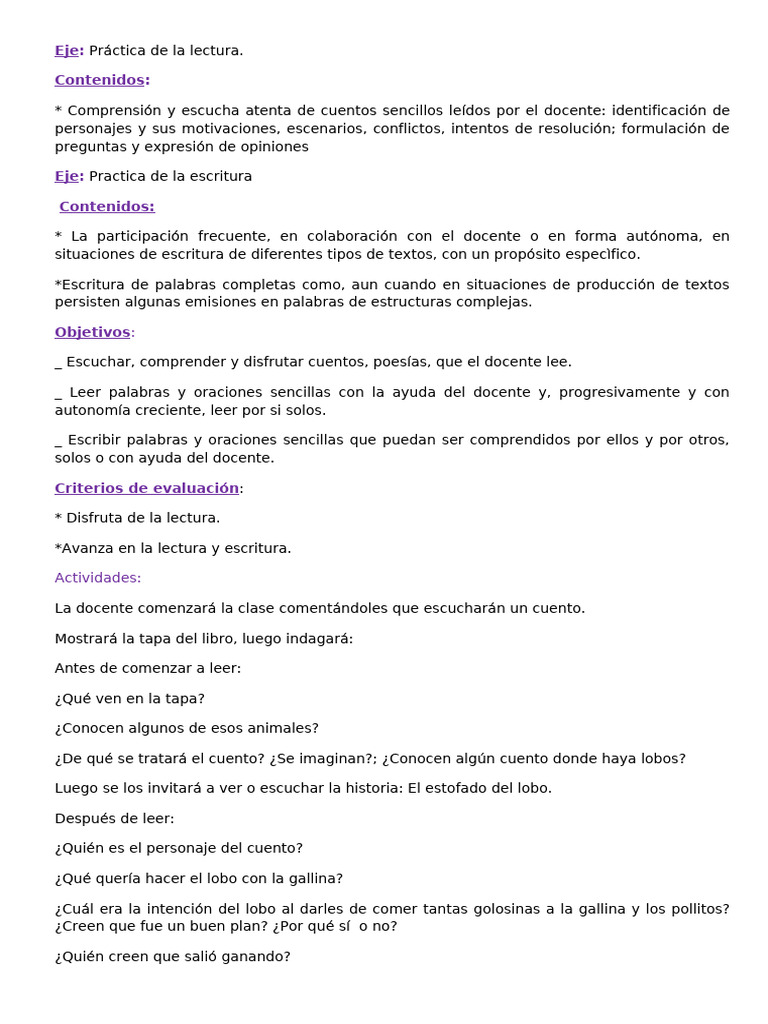 lengua secuencia el estofado del lobo | PDF | Comunicación humana ...