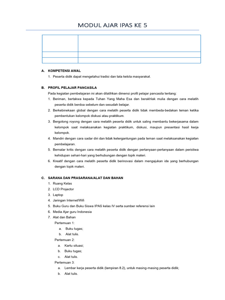 Modul Ajar Praktek 5 | PDF