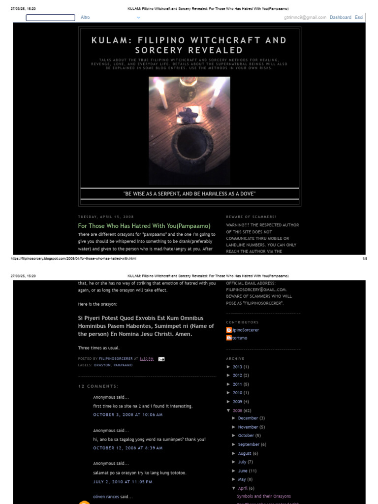 KULAM - Filipino Witchcraft and Sorcery Revealed - For Those Who Has Hatred With You (Pampaamo ...