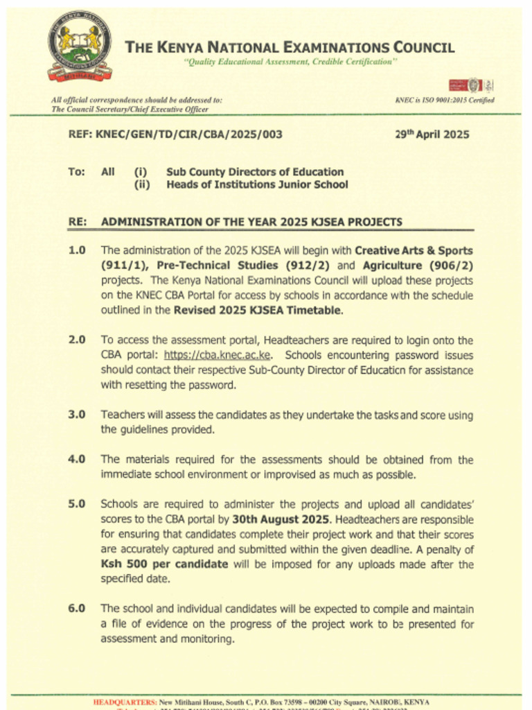 Circular On Administration of KJSEA Projects | PDF