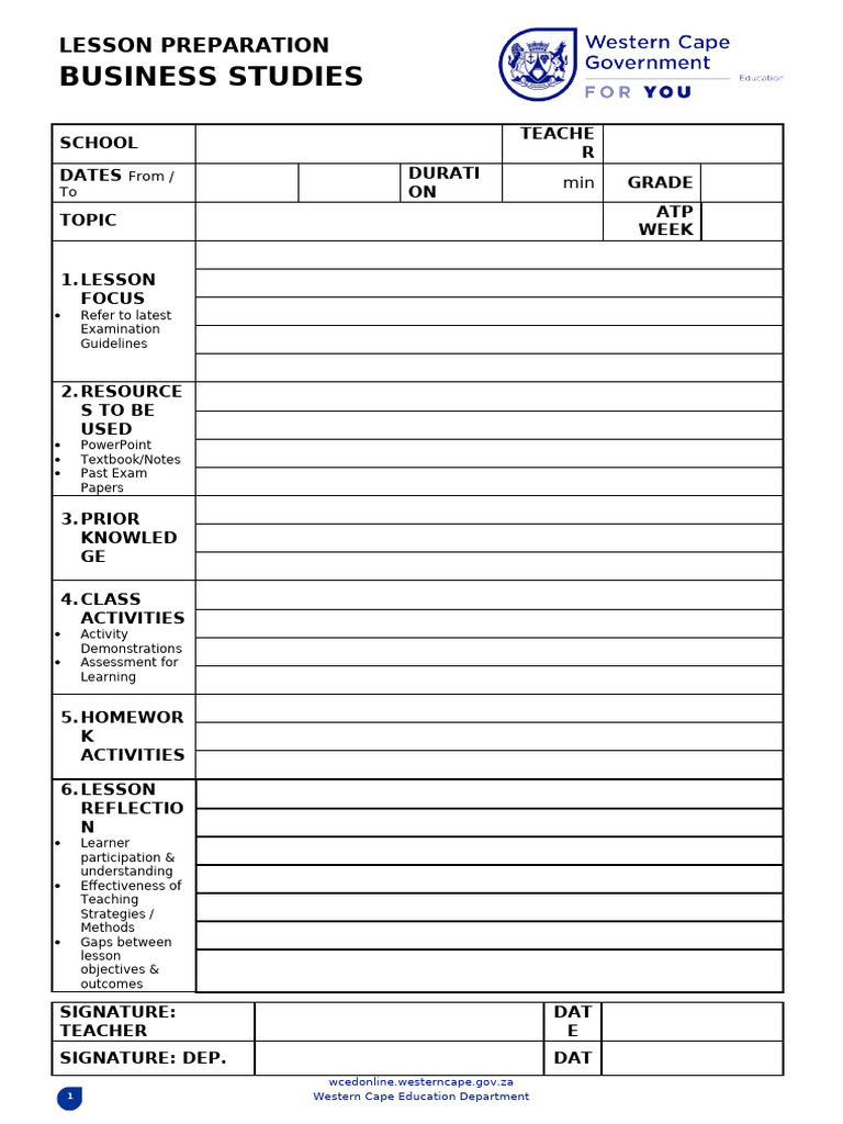 2025 Lesson Preperation Template | PDF