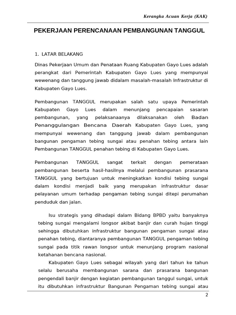 KAK Tanggul 2 | PDF