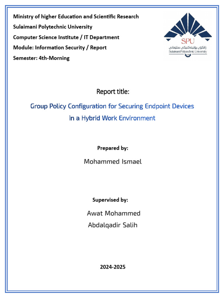 Group Policy Configuration For Securing Endpoint Devices in A Hybrid ...