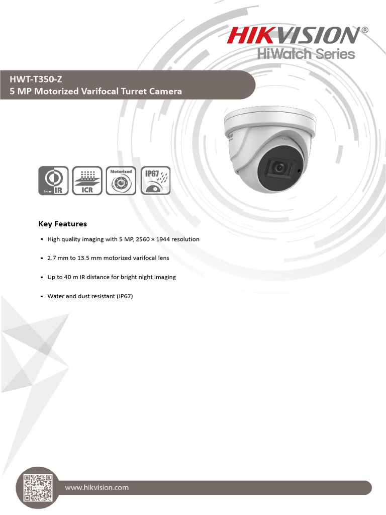 Fisa Tehnica Camera Supraveghere Dome Hikvision HiWatch HWT-T350-Z27135 ...