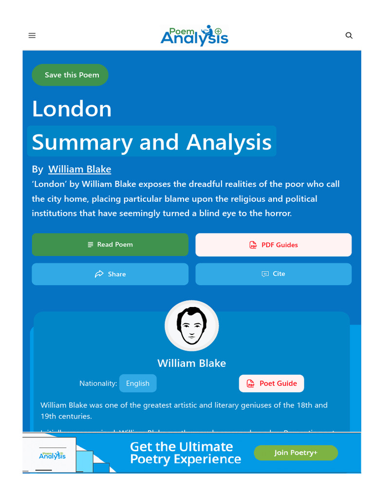 Poemanalysis Com William Blake London ... | PDF | Poetry | William Blake