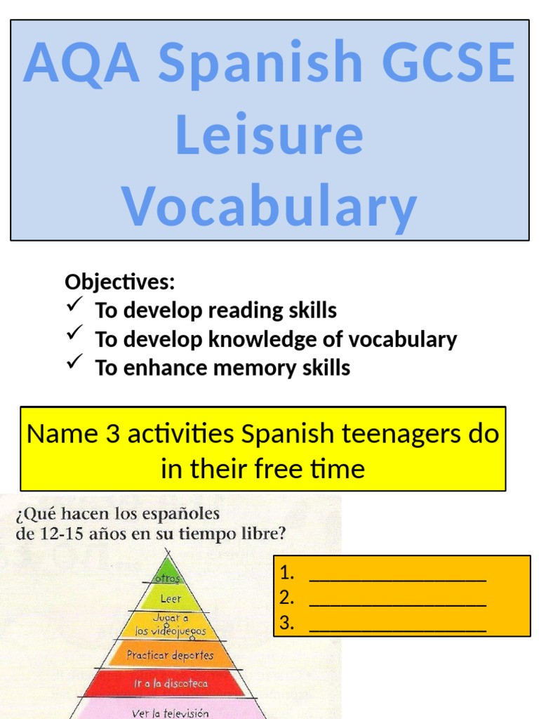 GCSE Spanish - Leisure Vocabulary | PDF