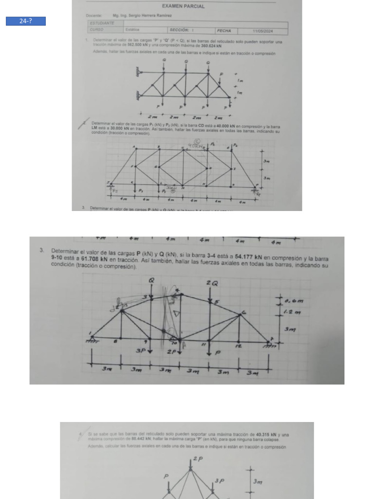 Examenes Parciales Estatica-I | PDF