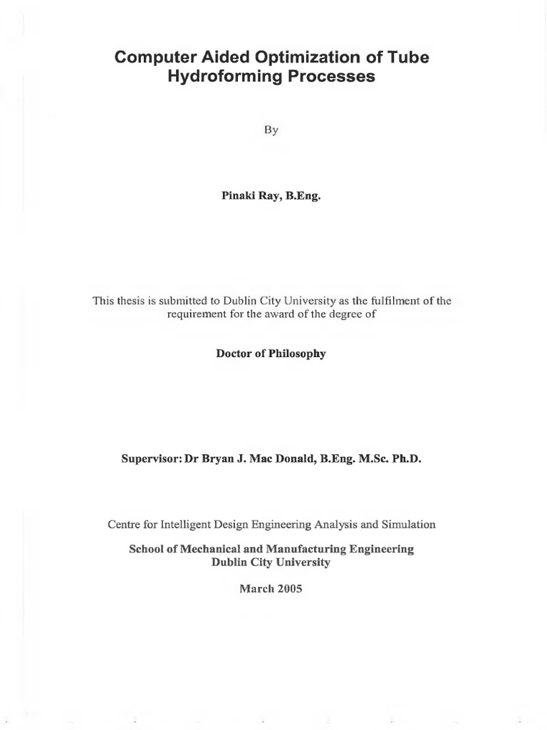 Computer Aided Optimization of Tube Hydroforming Processes | PDF ...