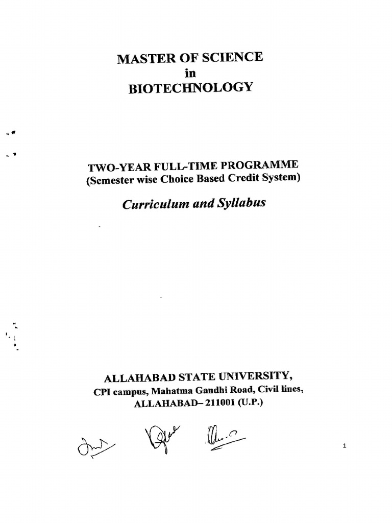 Syllabus For M.Sc. (Biotechnology) | PDF