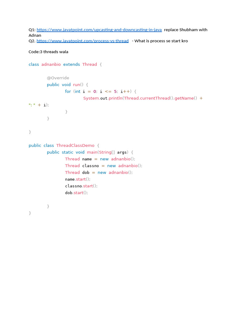 Q1: Replace Shubham With Adnan Q2. - What Is Process Se Start Kro Code ...