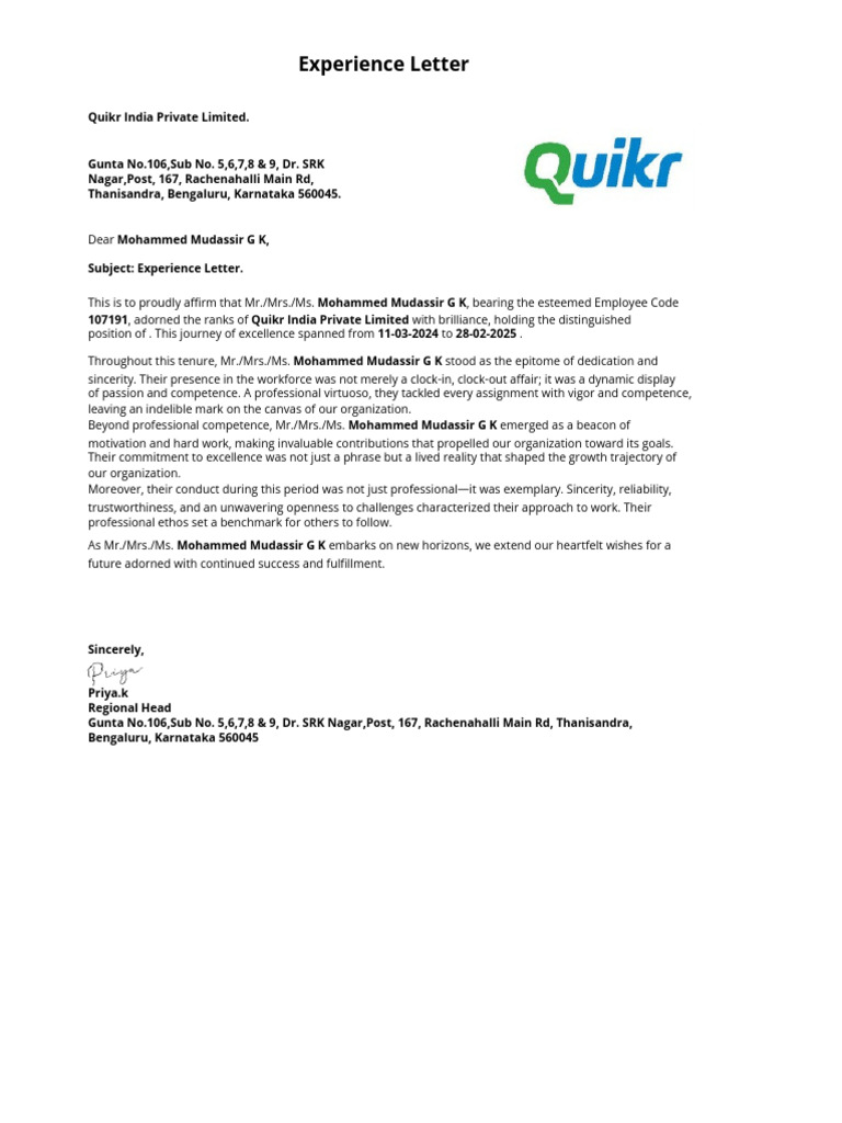 Experience Letter 107191 - 4342576-Merged | PDF