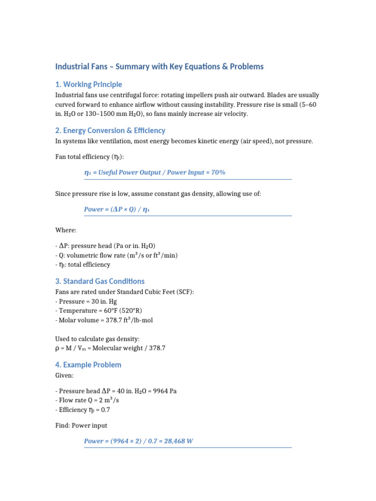 Fan Summary and Problems | PDF