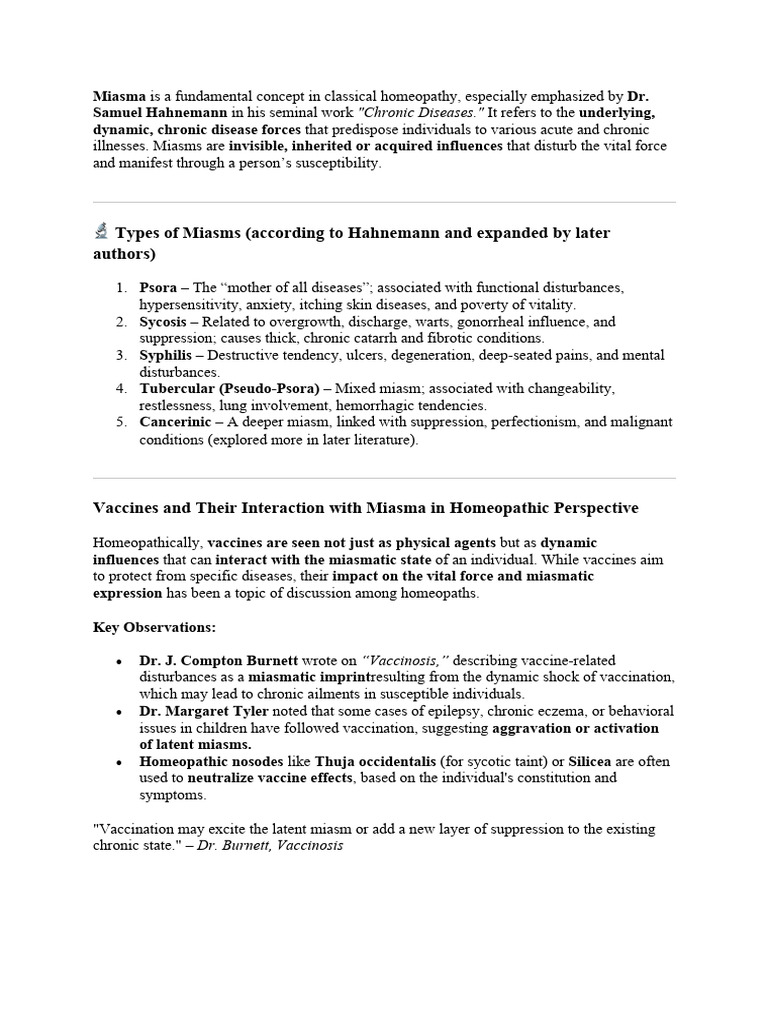 Miasma and Vaccine Interaction | PDF