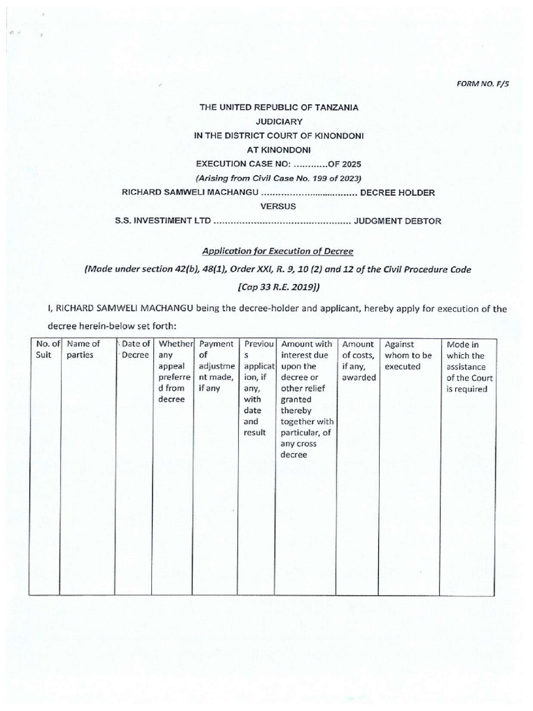 APPLICATION OF EXECUTION OF DECREE - Compressed | PDF