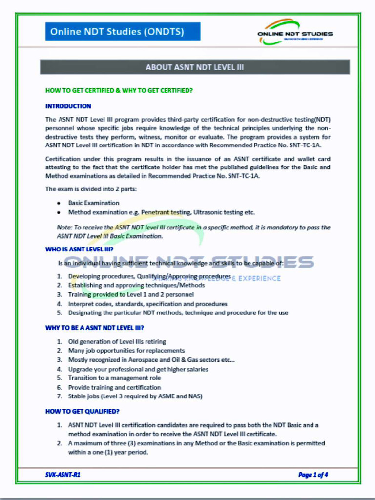 About ASNT Level III Examination | PDF