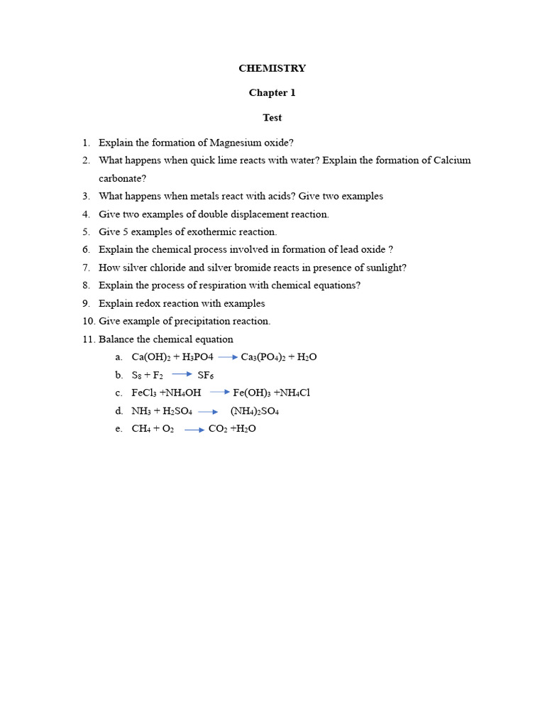 Chemistry Chapter 1 | PDF