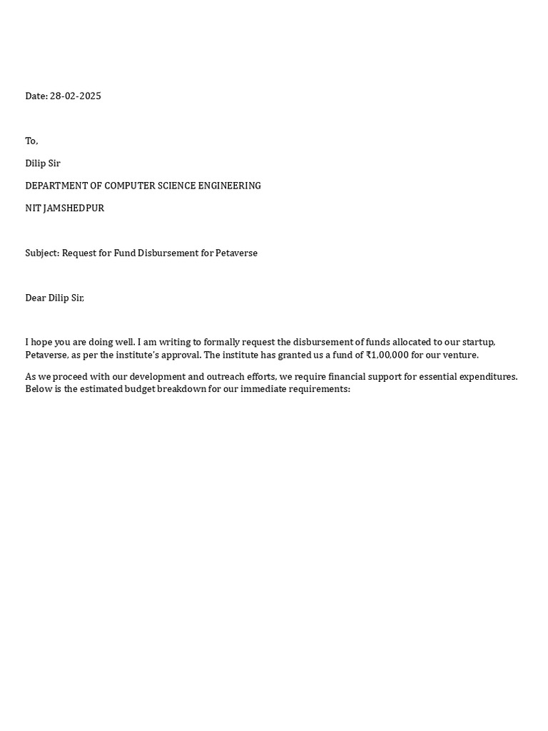 Petaverse Fund Disbursement Request | PDF