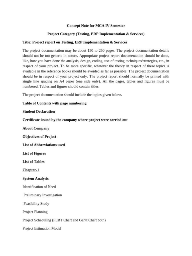 Project Report Layout For Industry Projects-Testing & ERP | PDF