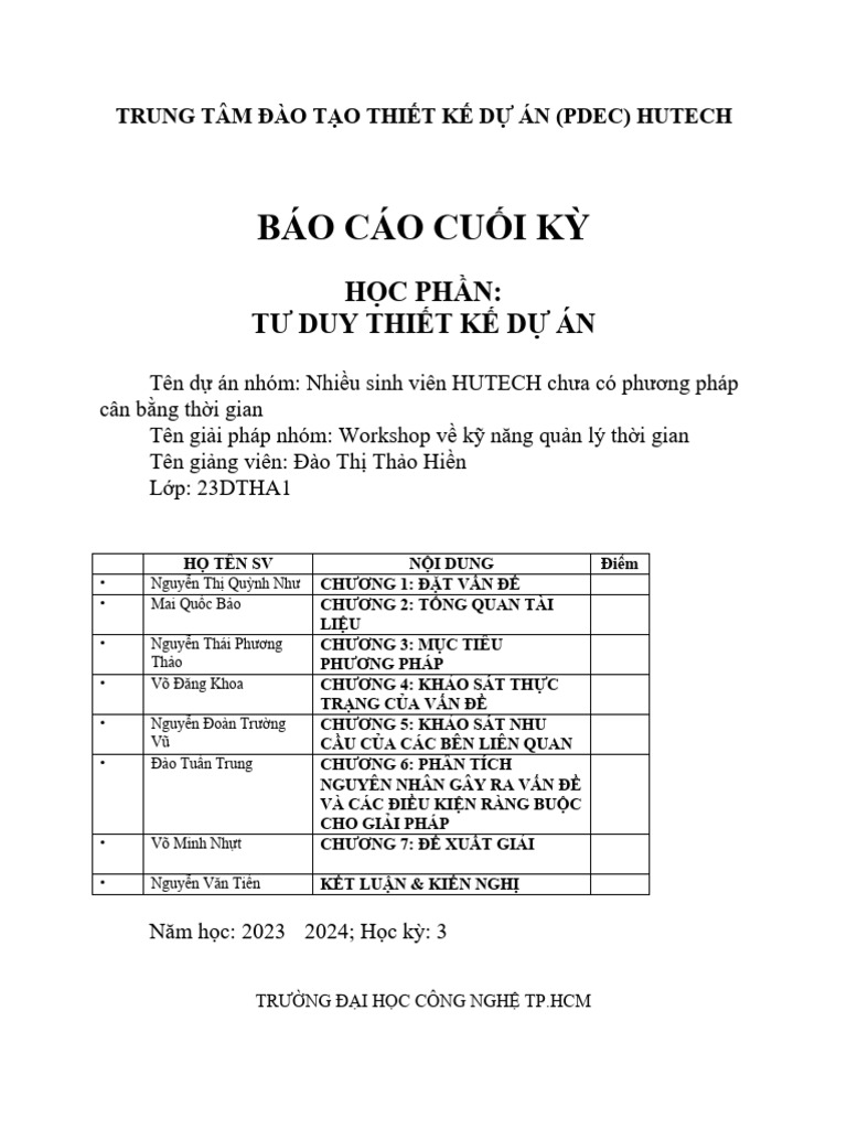 MAU BCCK-TDTKDA - Nhóm 1 | PDF