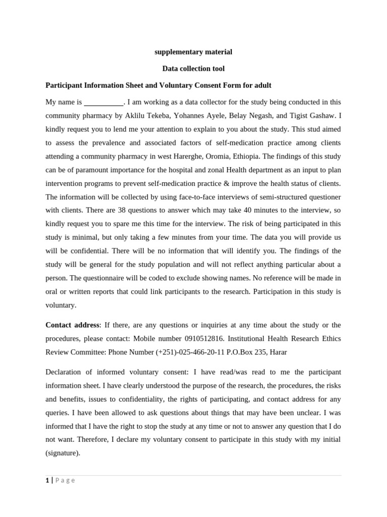 Sample Questionnaire For COMMUNITY Towards Self-Medication | PDF ...
