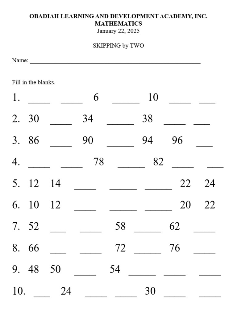 Mathematics - Skipping by 2'S | PDF