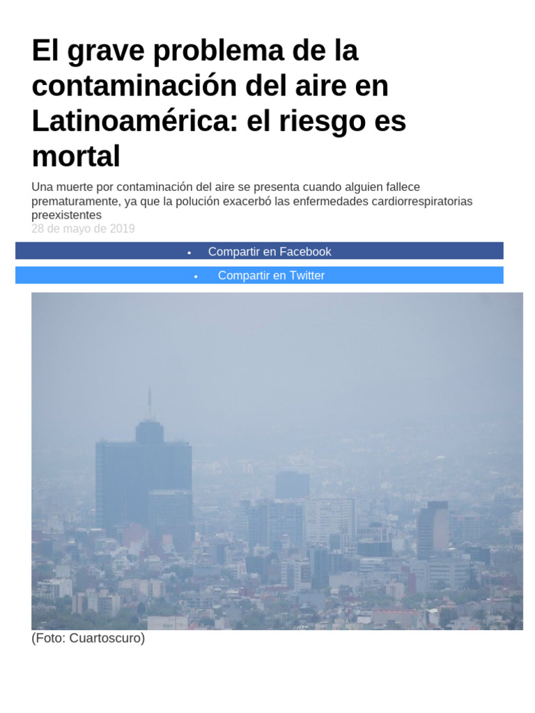 El Grave Problema de La Contaminación Del Aire en Latinoamérica | PDF ...