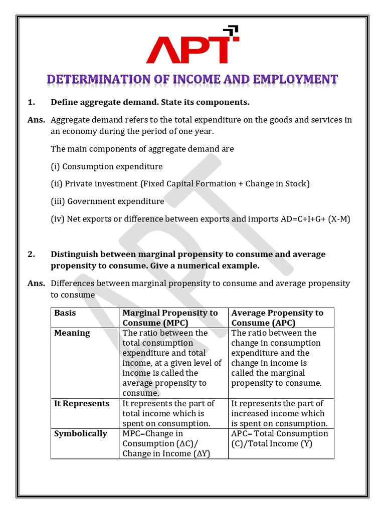 Determination of Income and Employment | PDF | Fiscal Multiplier ...