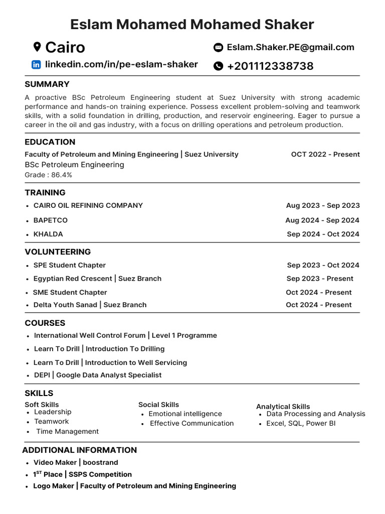 Eslam Shaker CV | PDF
