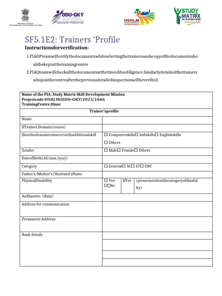 Trainer Profile Verification Document | PDF