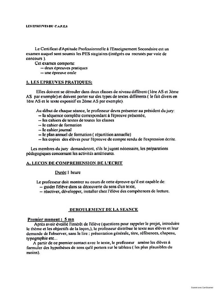 Les Épreuves Du Capes | PDF