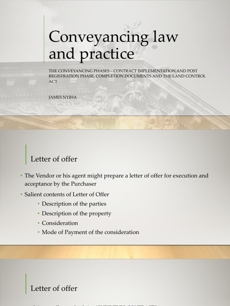 Week 7 - Conveyancing Phases - Contract and Implementation Phase | PDF ...