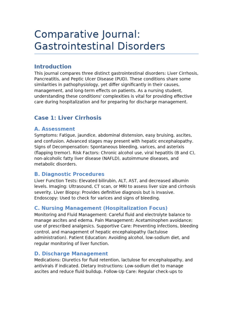 Comparative Journal Gastrointestinal Disorders | PDF | Cirrhosis | Liver