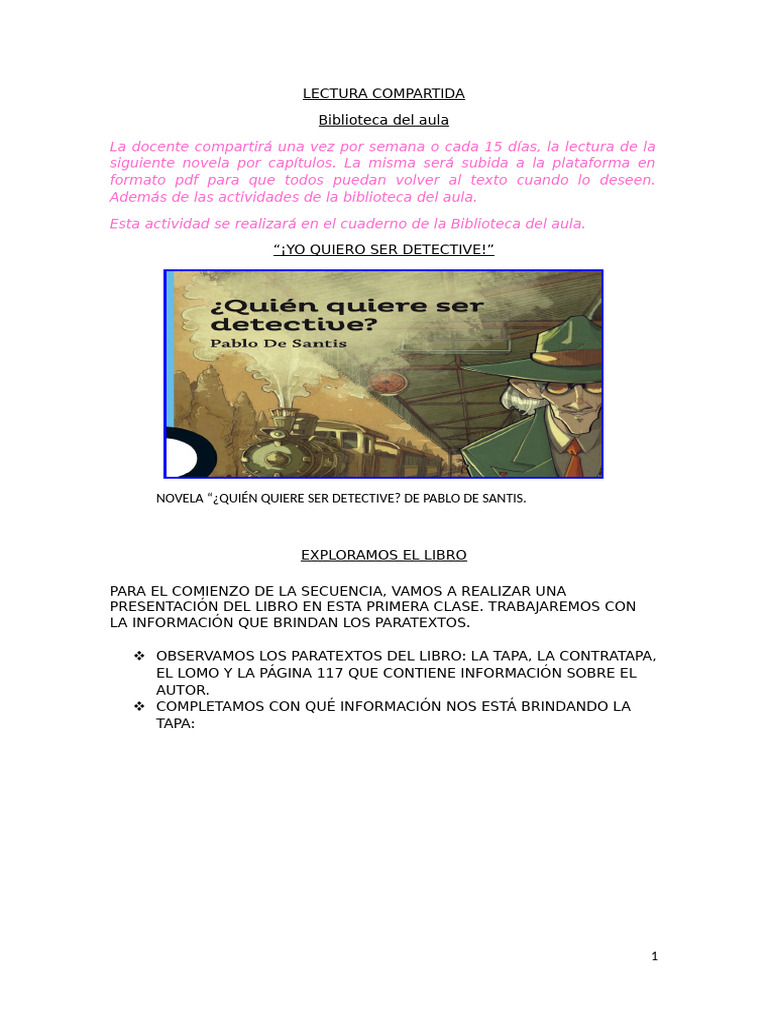 Lectura de "¿Quién quiere ser detective?" | PDF | Gramática | Lingüística