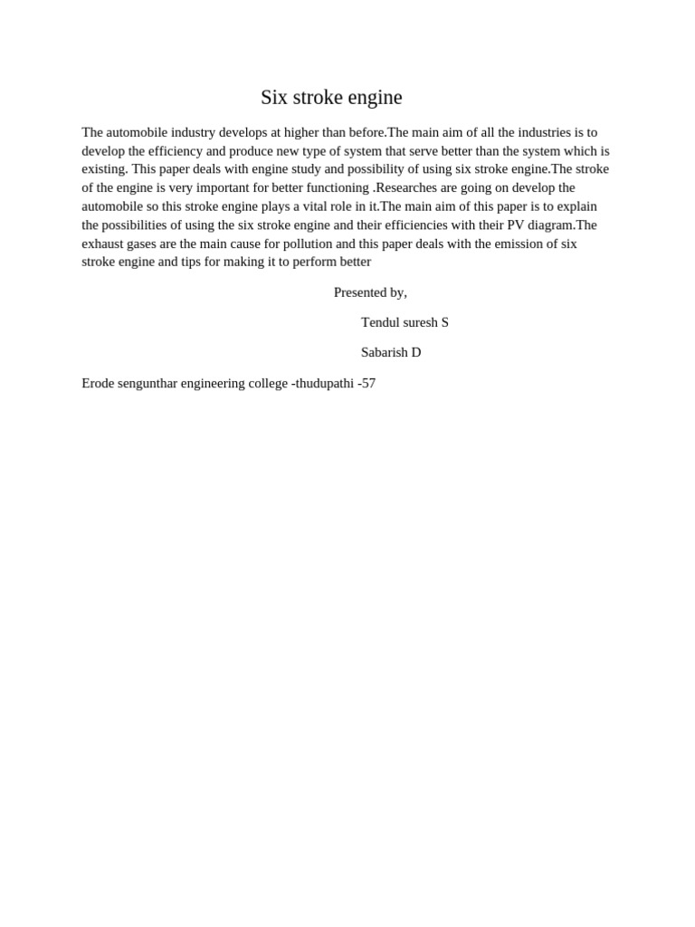 Six Stroke Engine | PDF