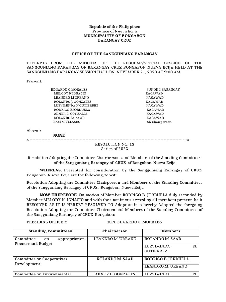 Committee Appointments in Barangay Cruz | PDF | Government