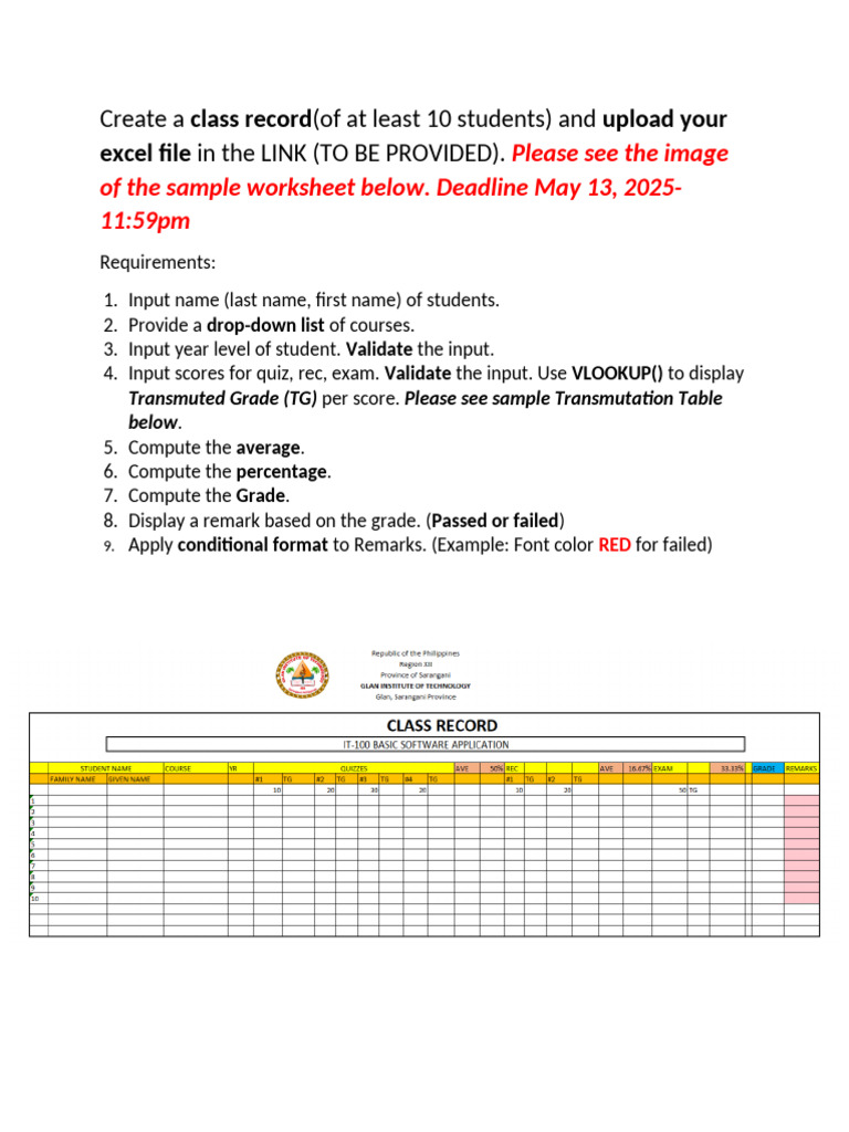 Excel-Grading-Sheet-Activity | PDF