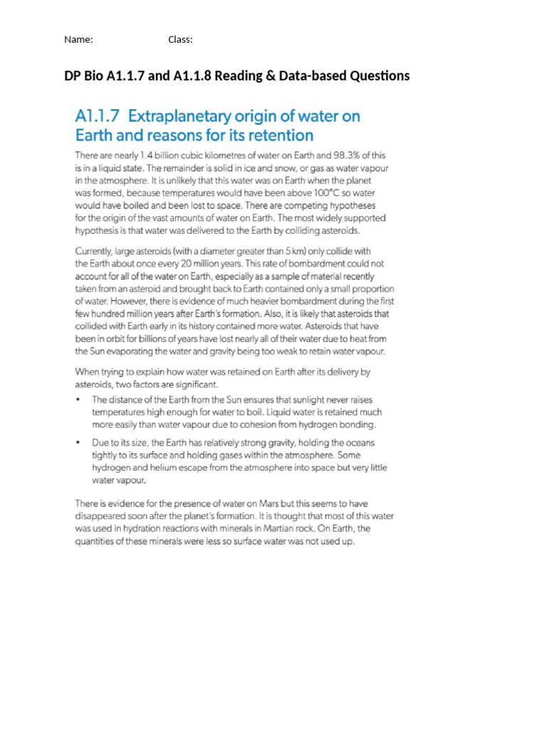 A1.1 HL Data-Based Questions | PDF