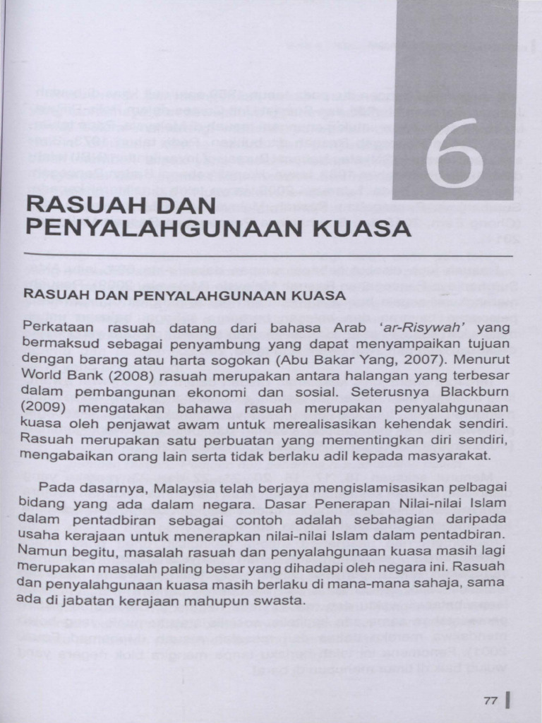 Bab 6 - Rasuah Dan Penyalahgunaan Kuasa | PDF