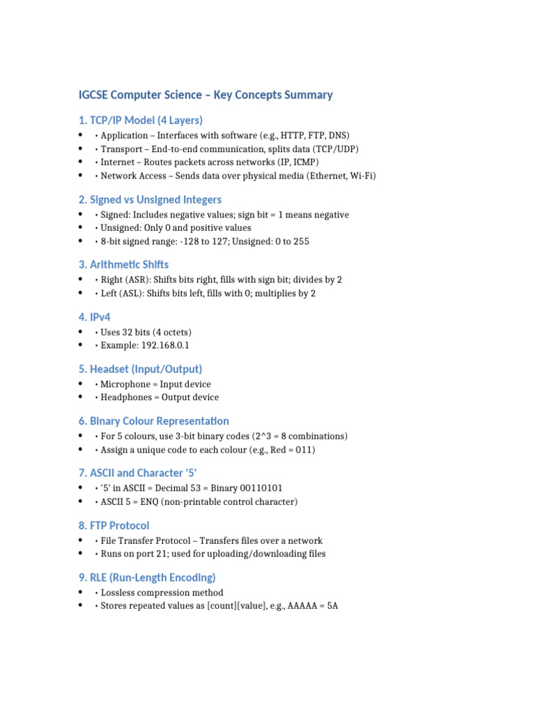 IGCSE CS Summary | PDF