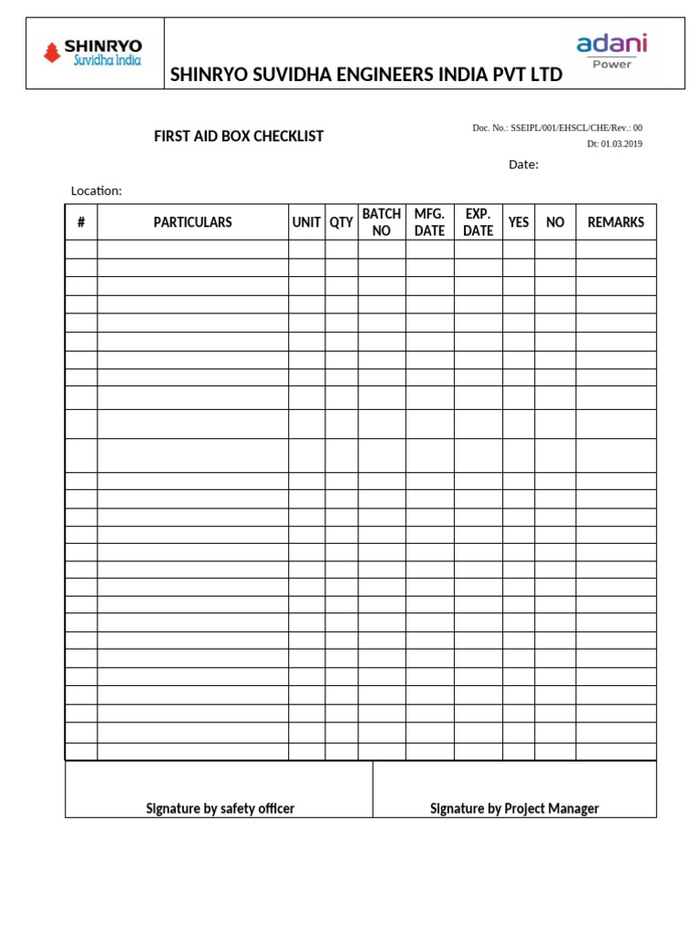 First Aid Box Inspection at Office | PDF