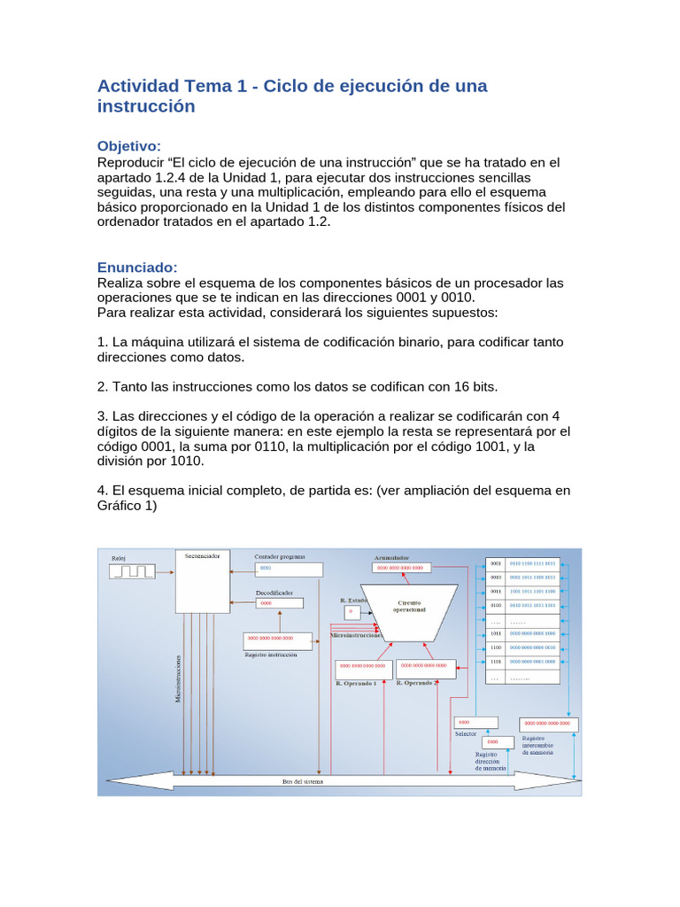 Actividad Tema 1 Ciclo de Instruccion | PDF