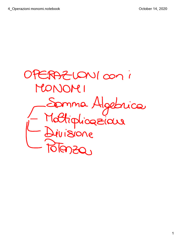 4 - Operazioni Monomi | PDF