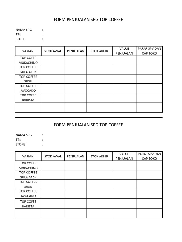 Form Jualan SPG | PDF